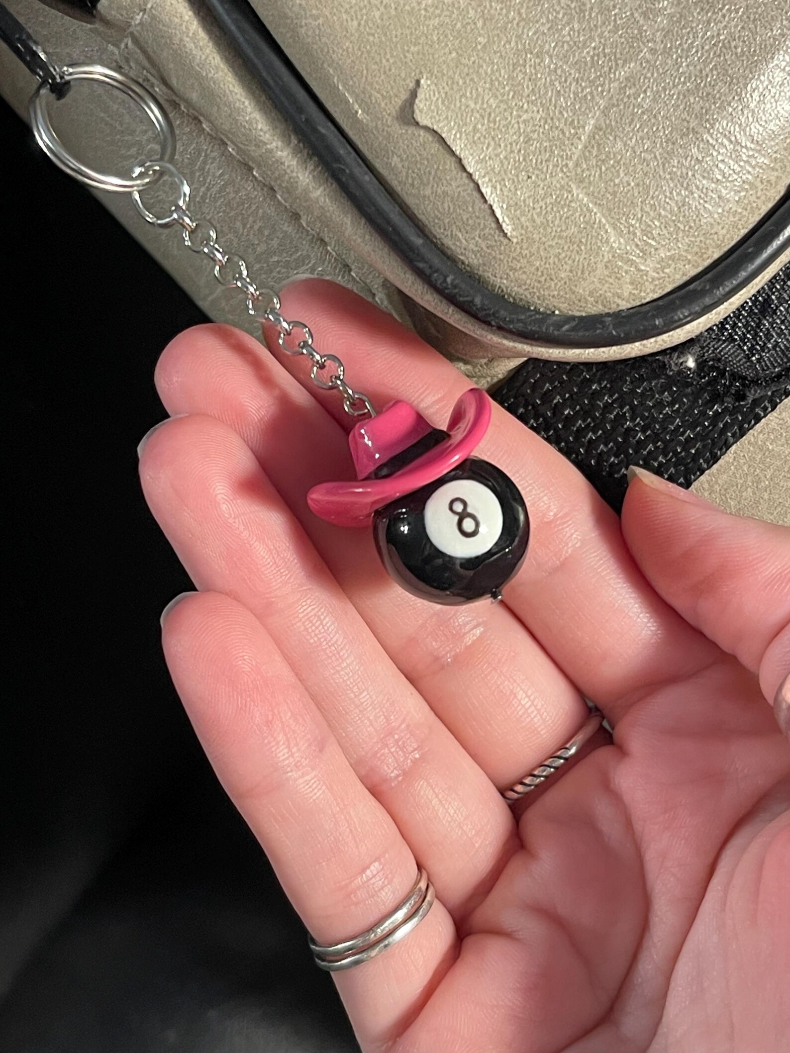 Handmade Polymer Clay Pool Ball Keychains With Cowboy Hat - Etsy