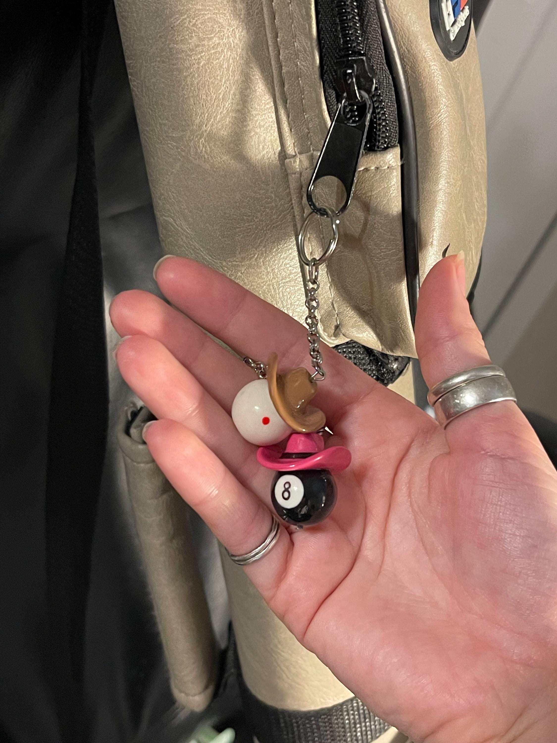 Handmade Polymer Clay Pool Ball Keychains With Cowboy Hat - Etsy