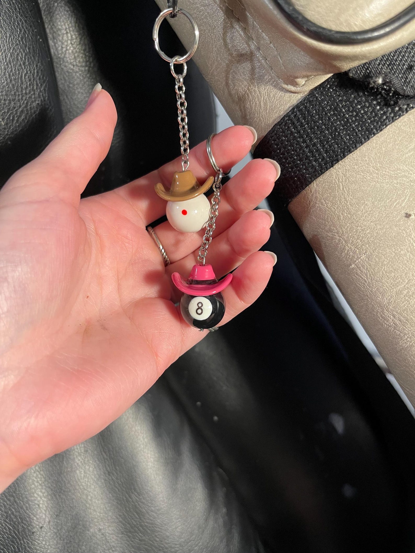 Handmade Polymer Clay Pool Ball Keychains With Cowboy Hat - Etsy