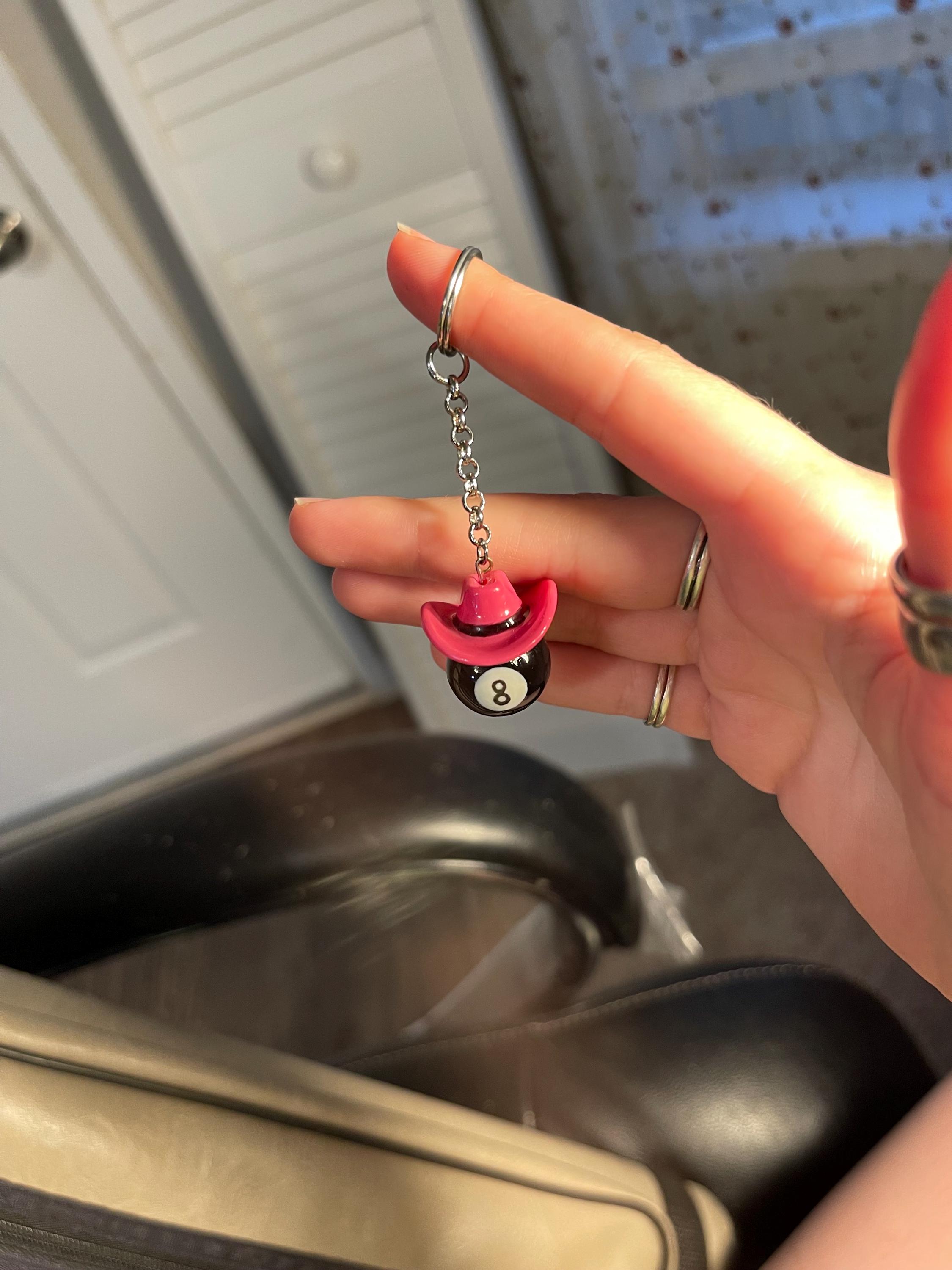 Handmade Polymer Clay Pool Ball Keychains With Cowboy Hat - Etsy