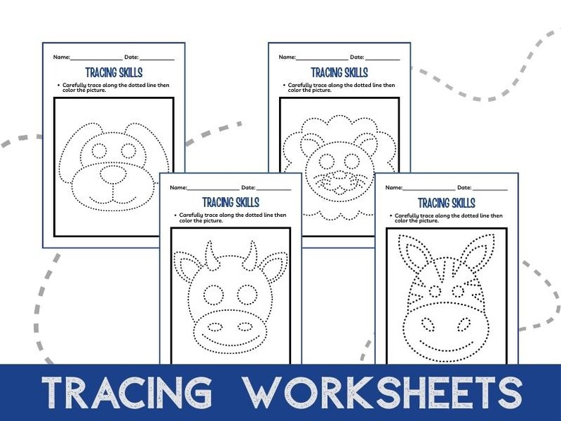 Animal and Shape Tracing Worksheets for Kids | Preschool & Kindergarten ...