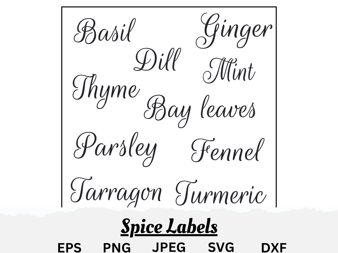 Spice Labels SVG, Seasoning Labels Svg, Png , Jpg , Eps , Dxf Herbs Svg ...