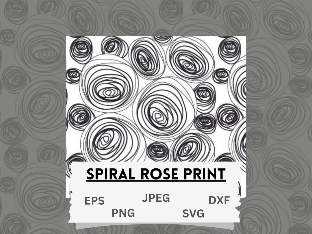 Seamless Black Spiral Rose Pattern SVG Cut Files Monochrome Spiral Rose ...