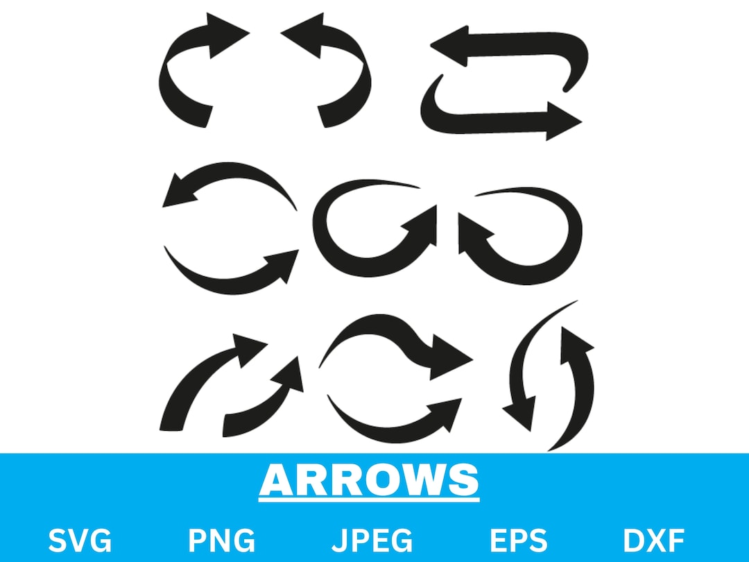 Arrows Curve Signs SVG Bundle Black Flat Curved Arrows Svg Arrow ...