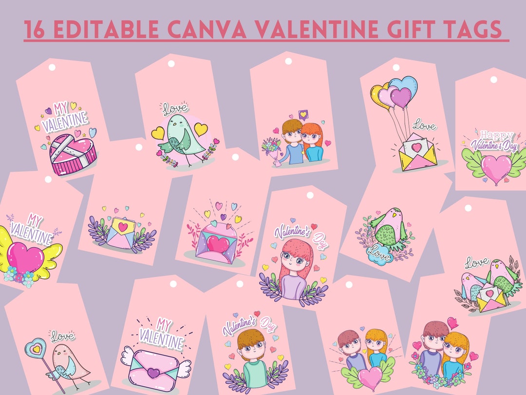 Editable Happy Valentines Day Gift Tags, Printable Gift Tags, Custom ...