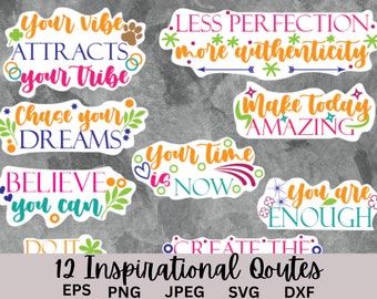 Inspirational Quotes Sticker Png Svg Bundle, Inspirational Quotes ...