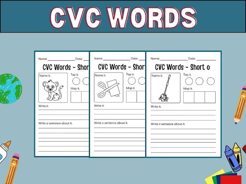 Toddler Homeschool Activities, CVC Words Book, Early Learning Literacy ...