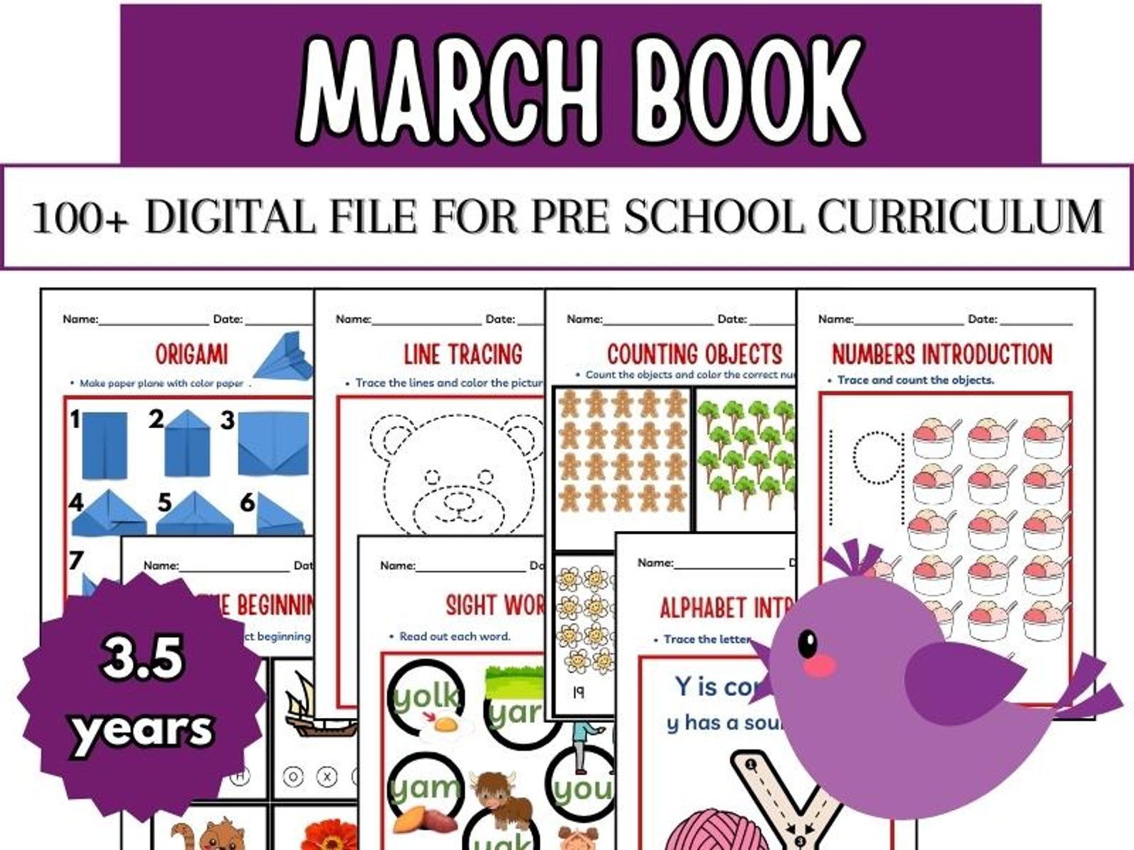 March Pre-k Workbook: Printable Preschool Learning (digital Download ...