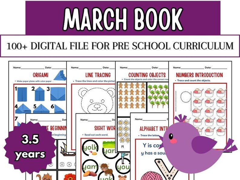 March Pre-k Workbook: Printable Preschool Learning (digital Download ...