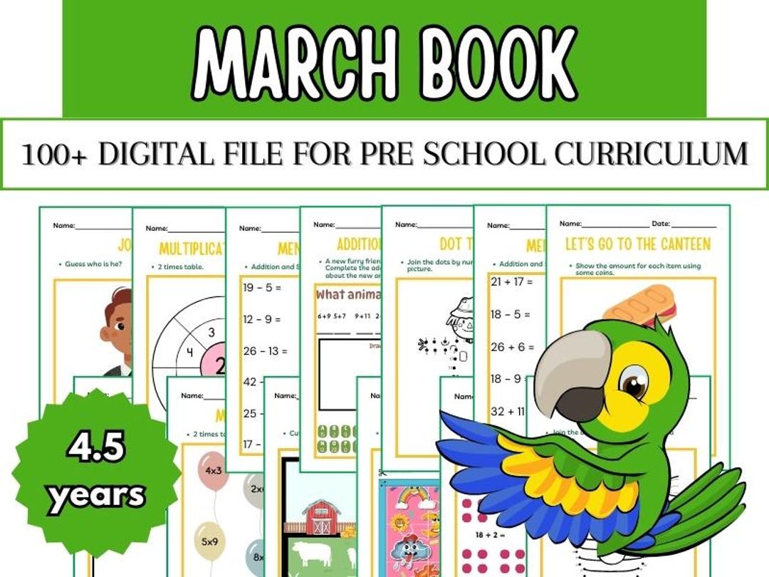 March K.G Curriculum March Learning Packet | March Preschool Printable ...