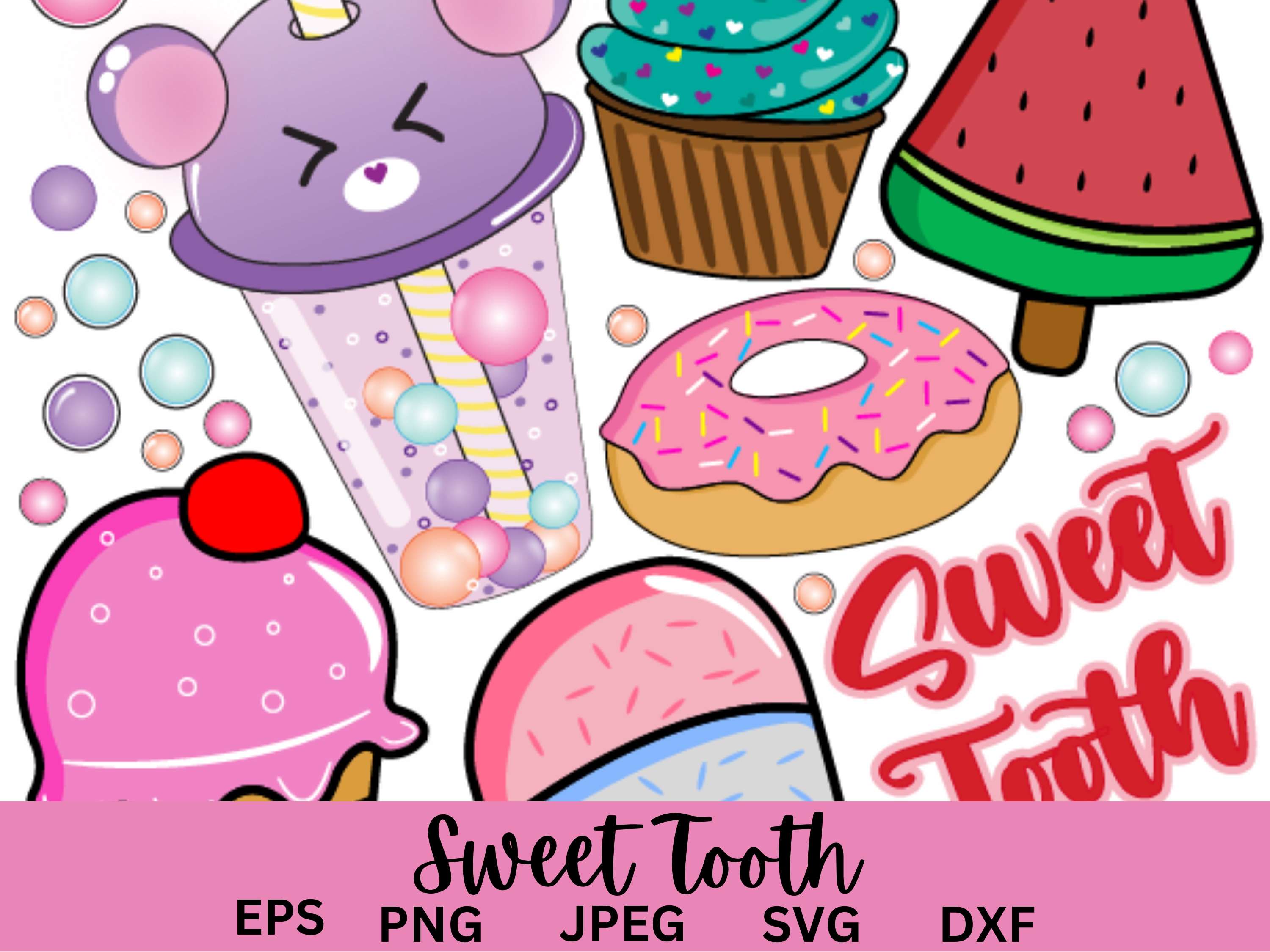 Sweet and Dessert Clipart Bundle Svg , Sweets Tooth Svg , Food Clipart ...