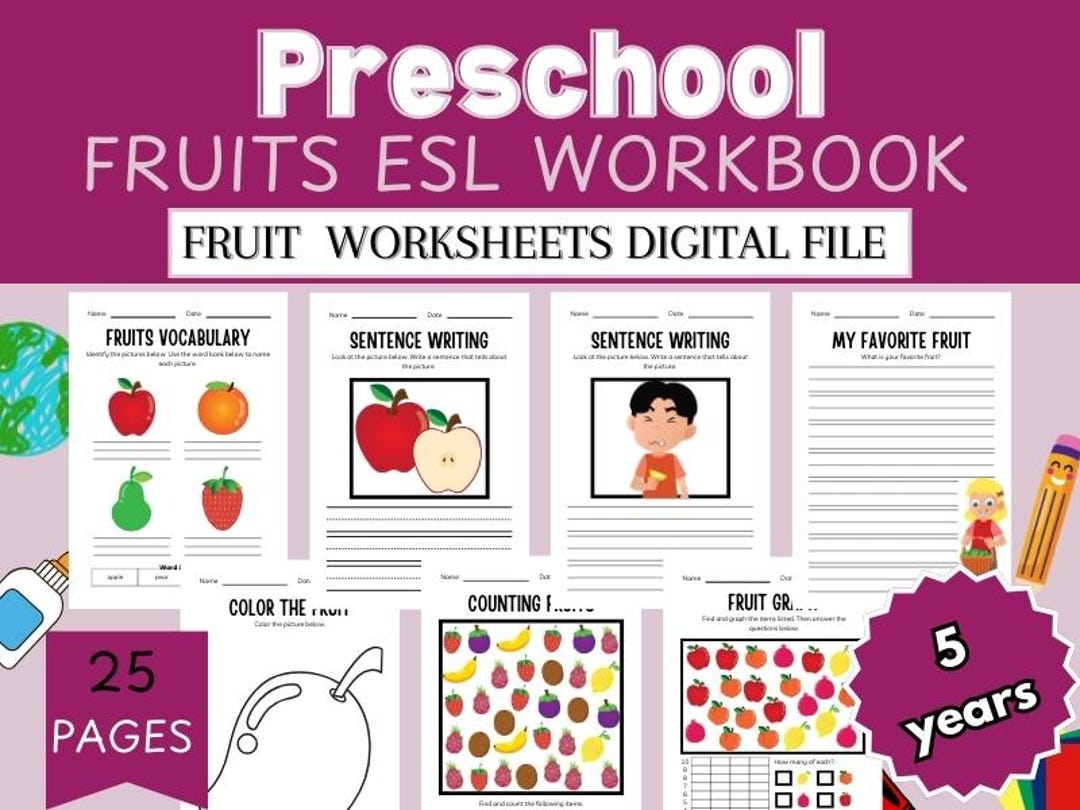 Preschool Fruits Workbook, Preschool Printable, Preschool Worksheet ...
