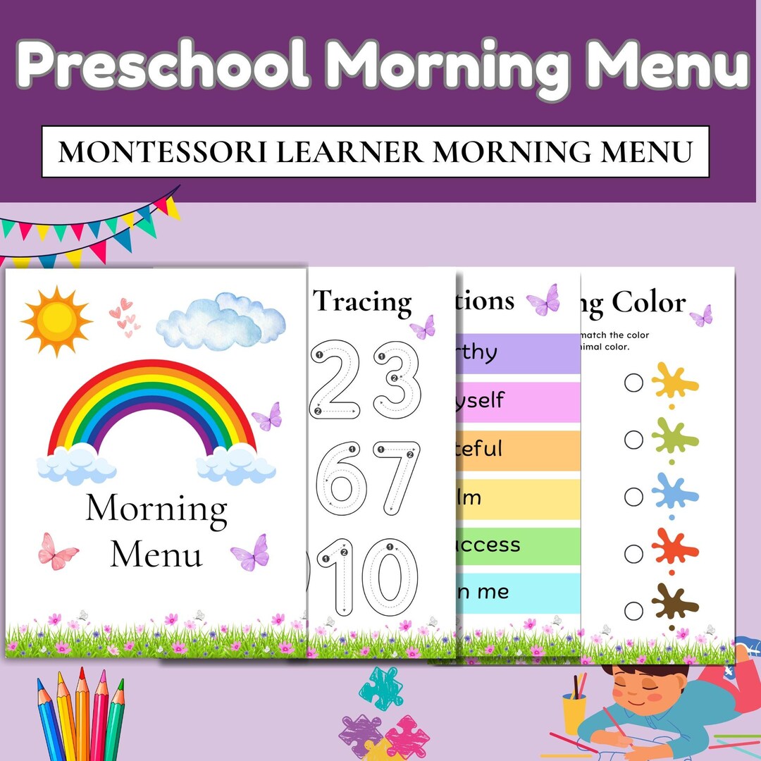 Montessori Preschool Morning Menu, Homeschool Resource Bundle | Letter ...