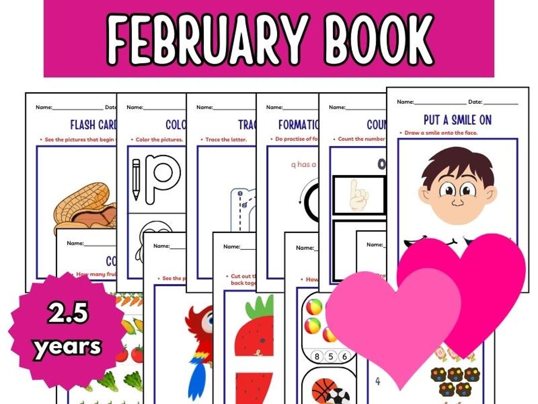 February Activity Book for Kids: Preschool Learning (PDF Pattern) - Etsy UK