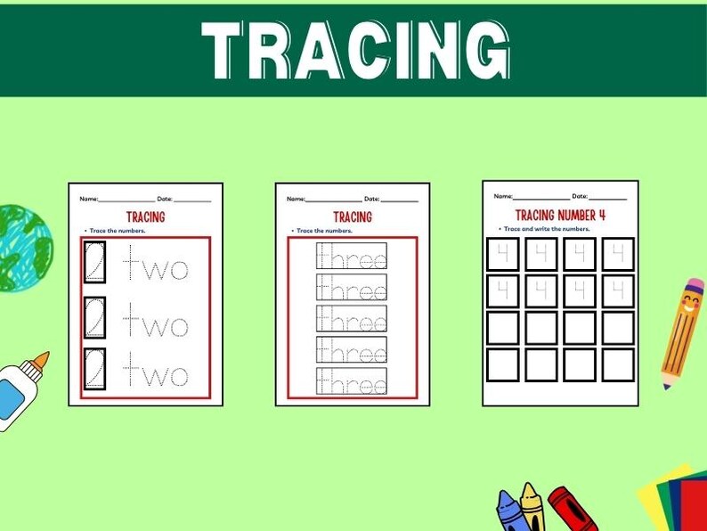 Preschool and Pre-k Number Tracing Worksheets, Numbers 1-10, Count the ...