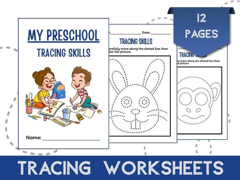 Animal and Shape Tracing Worksheets for Kids | Preschool & Kindergarten ...