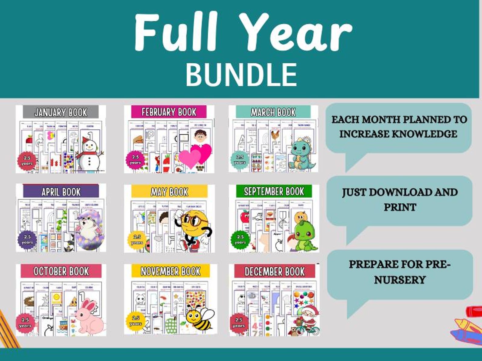 Full Year Preschool Curriculum Bundle, Back to School Prek Learning ...