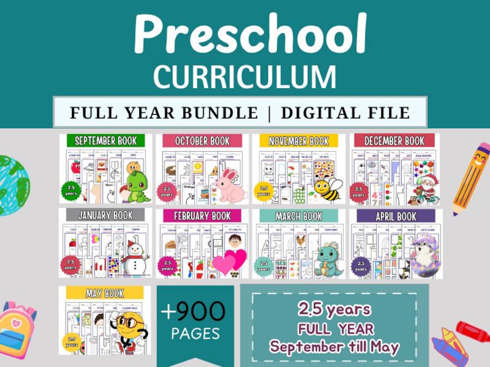 Full Year Preschool Curriculum Bundle, Back to School Prek Learning ...