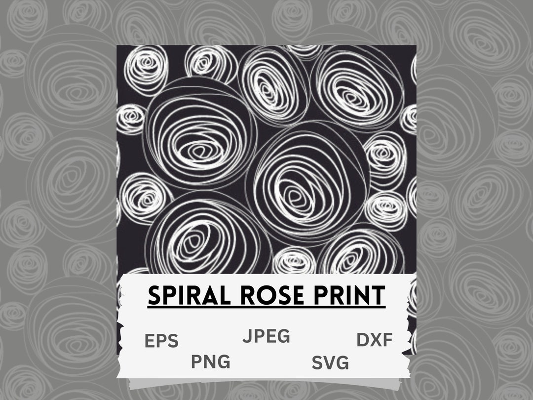 Seamless Spiral Rose Pattern SVG Cut Files Monochrome Spiral Rose ...
