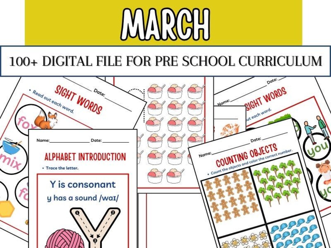 March Pre-k Curriculum, Preschool Printable, Preschool Learning Packet ...