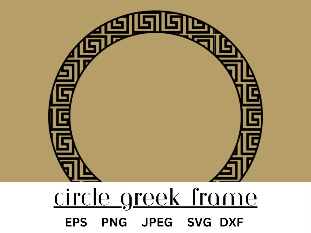 Circle Greek Frame Svg, Greek Wave Pattern Greek Key Svg, Meander ...