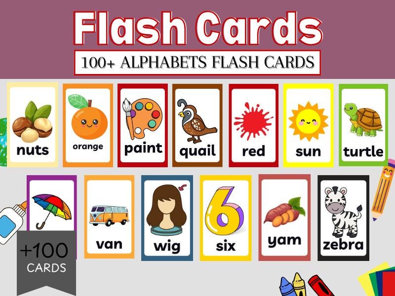 Toddler Learning Flashcards: Animals, Fruits, Numbers (printable PDF ...