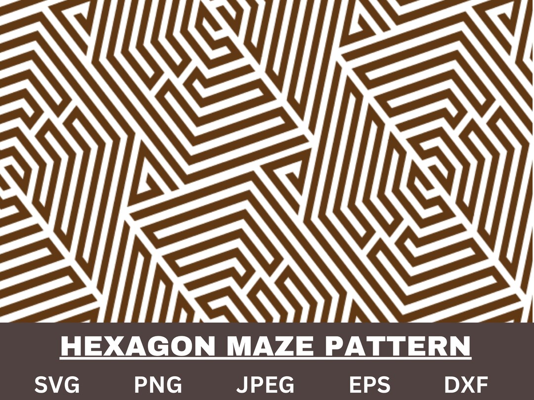 Seamless Hexagon Maze Pattern Svg , Maze SVG, Labyrinth Svg Png Jpg ...