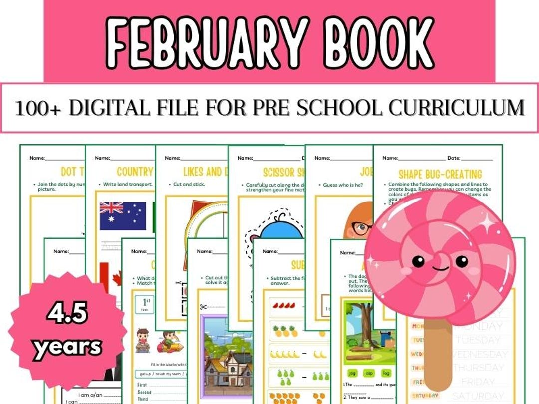 February Preschool Curriculum: Learning Activity Workbook (digital ...