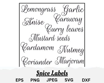 Spice Labels SVG, Seasoning Labels Svg, Png , Jpg , Eps , Dxf Herbs Svg ...