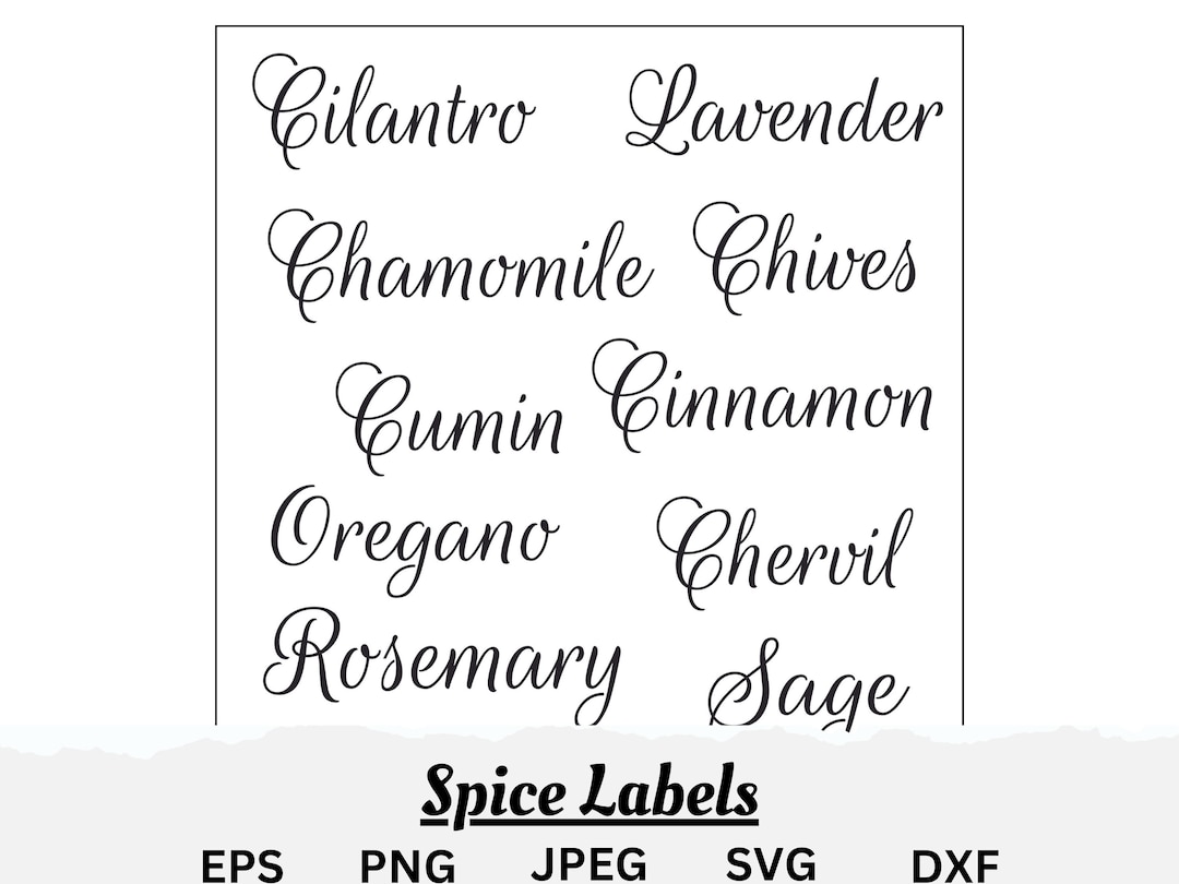 Spice Labels SVG, Seasoning Labels Svg, Png , Jpg , Eps , Dxf Herbs Svg ...