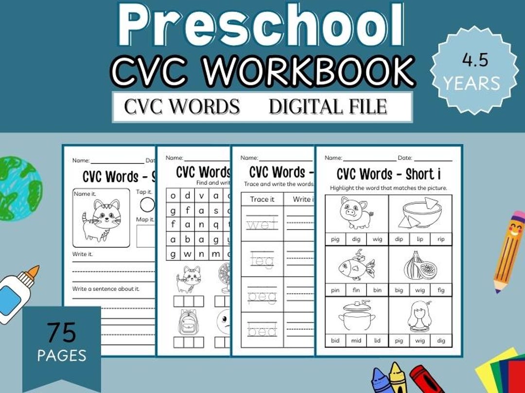Toddler Homeschool Activities, CVC Words Book, Early Learning Literacy ...