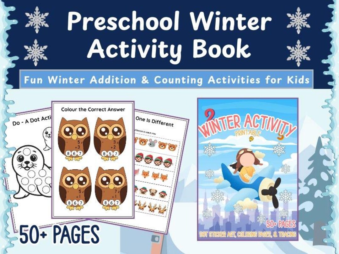 Preschool Winter Printable Kid Activity Packet | Kids Activity Coloring ...