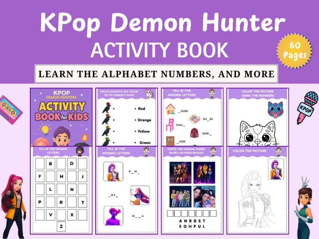 DIY Kpop Demon Hunters Activity Book | Kpop Demon Coloring Pages| Kpop ...