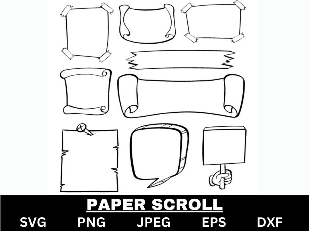 Paper Scroll Svg, Blank Paper Scroll Line Svg Paper Banner Parchment ...