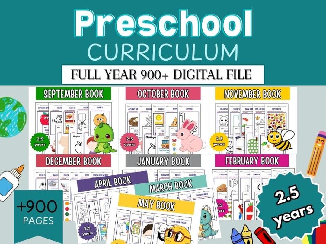 Full Year Preschool Curriculum Bundle for 2.5 Years Old, Homeschooling ...