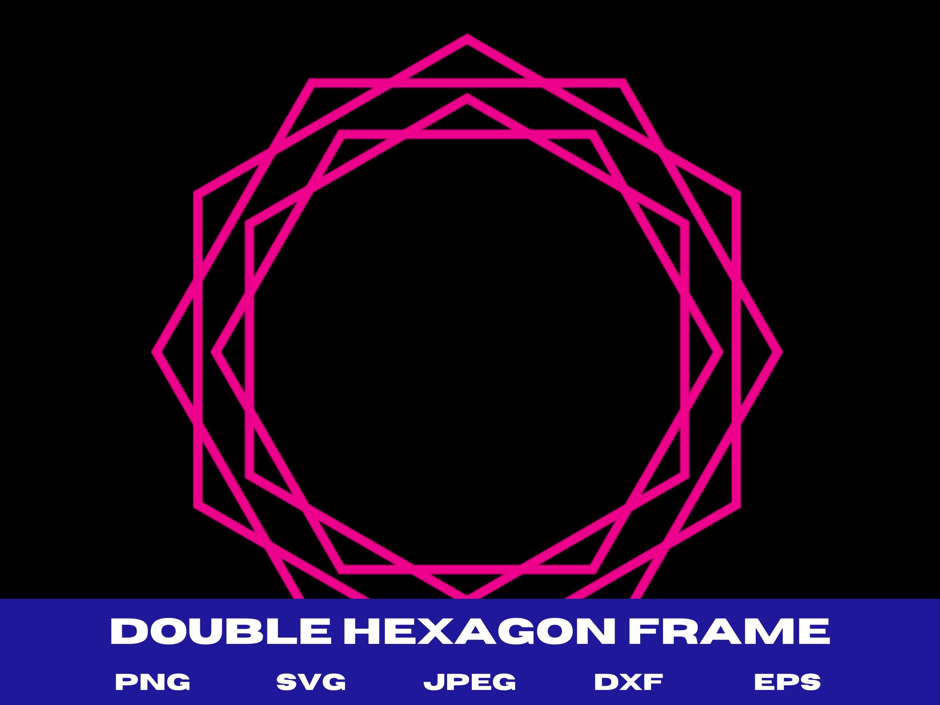 Double Hexagon Frame Svg, Hexagon Monogram Svg, Hexagon Wreath Svg ...
