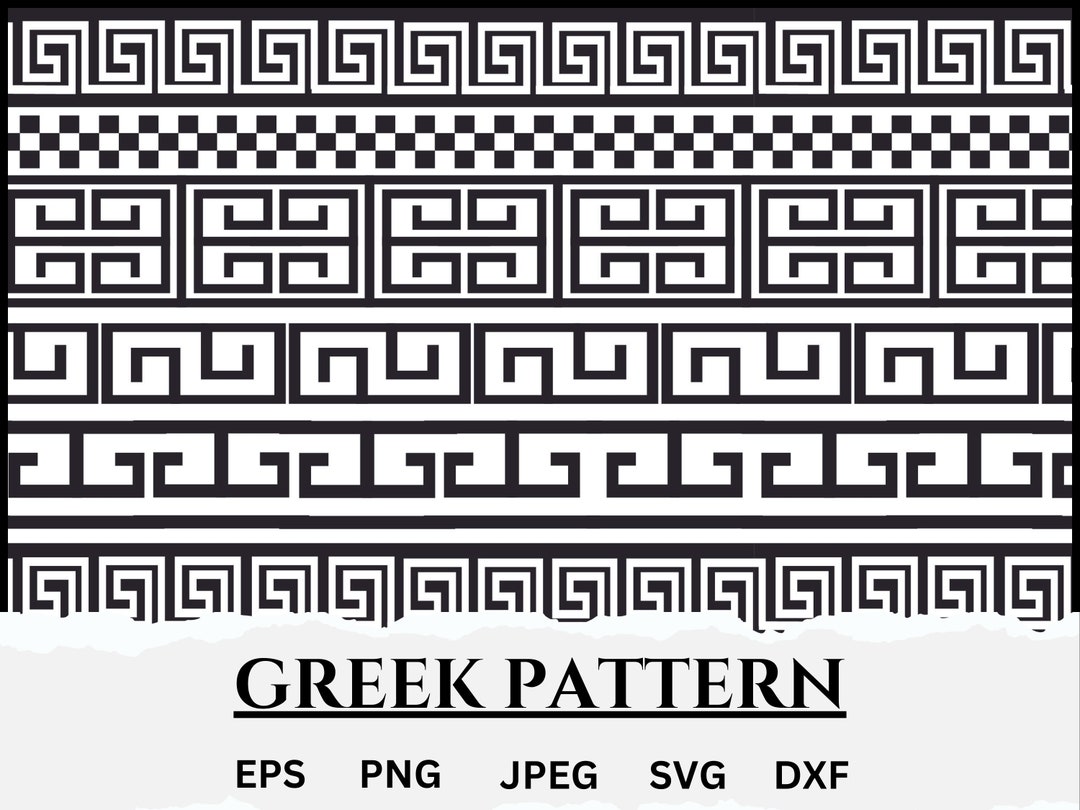 Seamless Geometric Greek Pattern SVG Files monochrome Modern Pattern ...