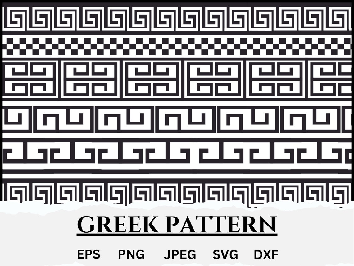 Seamless Geometric Greek Pattern SVG Files monochrome Modern Pattern ...