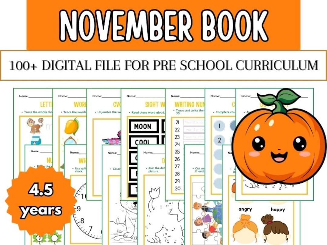 November K.G Curriculum November Learning Packet | November Preschool ...
