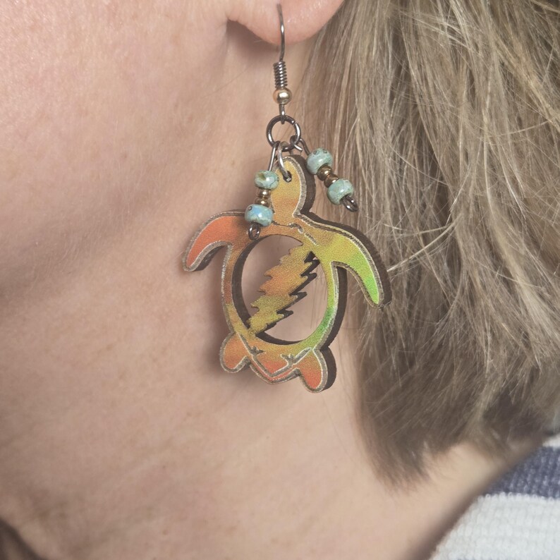 Sea Turtle Inspired Grateful Dead Earrings - Etsy