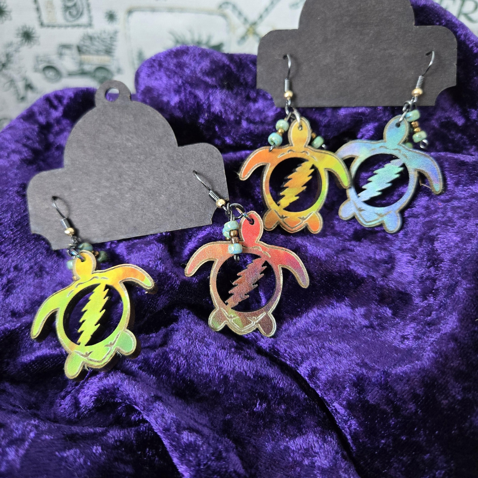 Sea Turtle Inspired Grateful Dead Earrings - Etsy