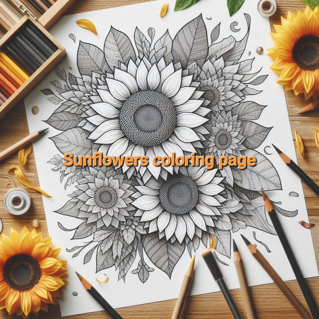 Sunflower Coloring Pages 5 Printable Sunflower Coloring Sheets Instant ...
