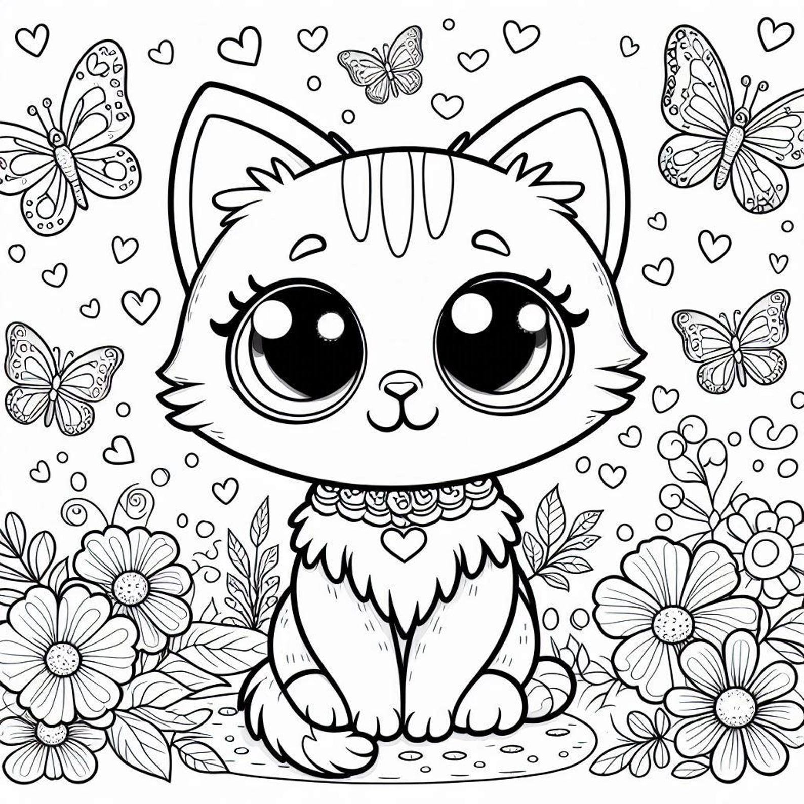 Cute Cat Coloring Pages for Kids 8 Printable Kitten Coloring Sheets Fun ...