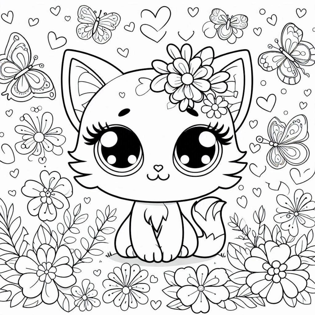 Cute Cat Coloring Pages for Kids 8 Printable Kitten Coloring Sheets Fun ...