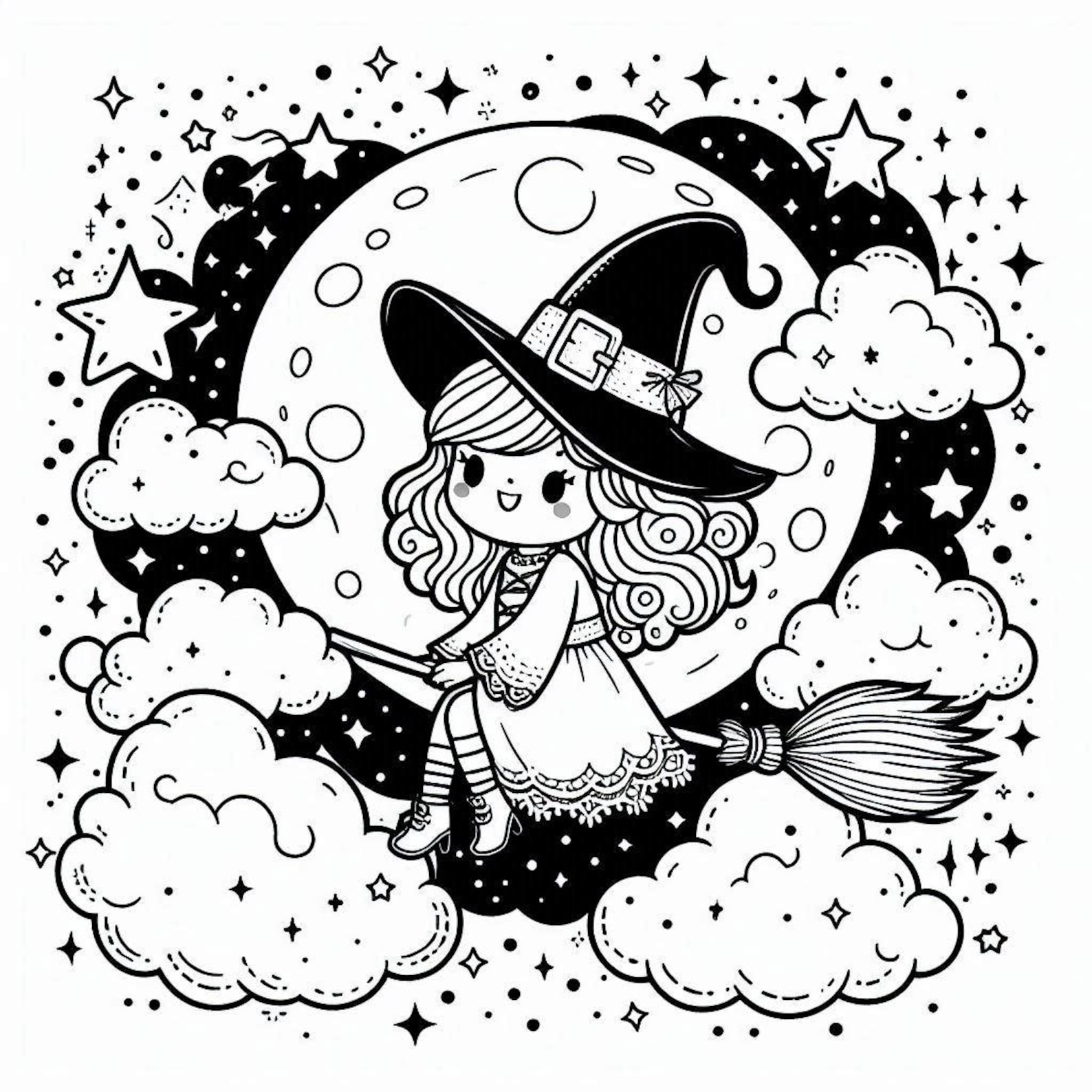 Witch Coloring Pages 5 Printable Fantasy Coloring Sheets Witch 1 PDF ...