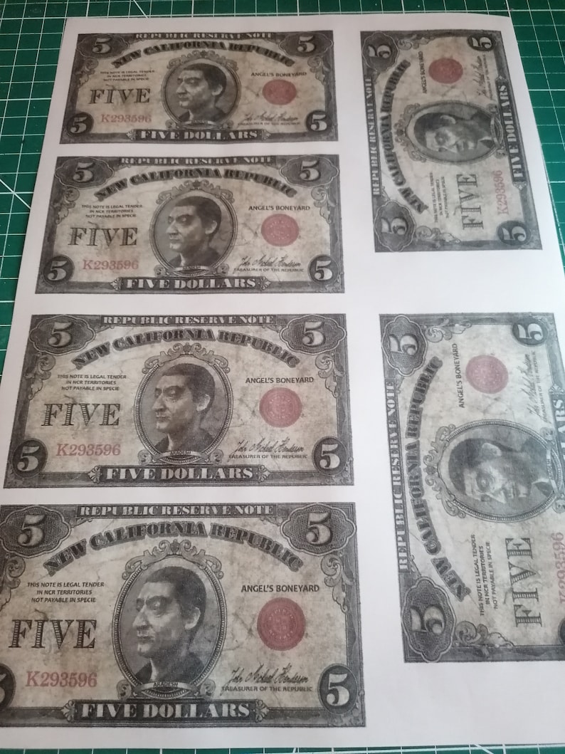 Fallout New Vegas NCR Printable Dollar Bills - Etsy