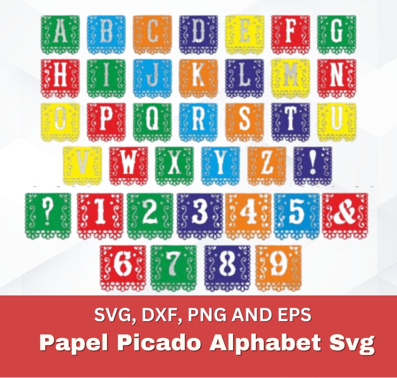 Papel Picado Font SVG, Png and Pdf Files, 300dpi High Quality ...