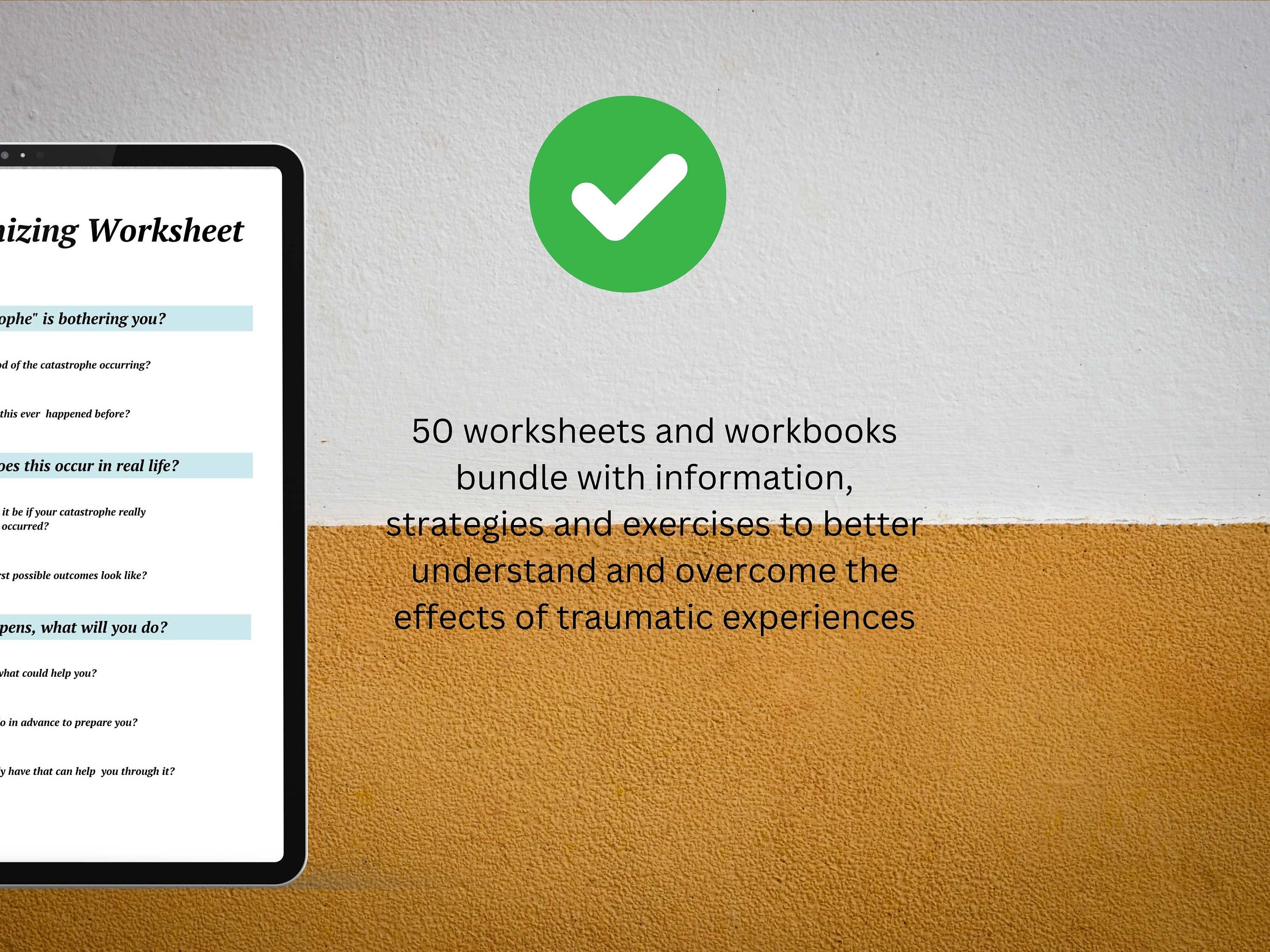 Trauma Worksheets Adult MEGA Bundle, PTSD Workbook 70 Pages, CBT for ...