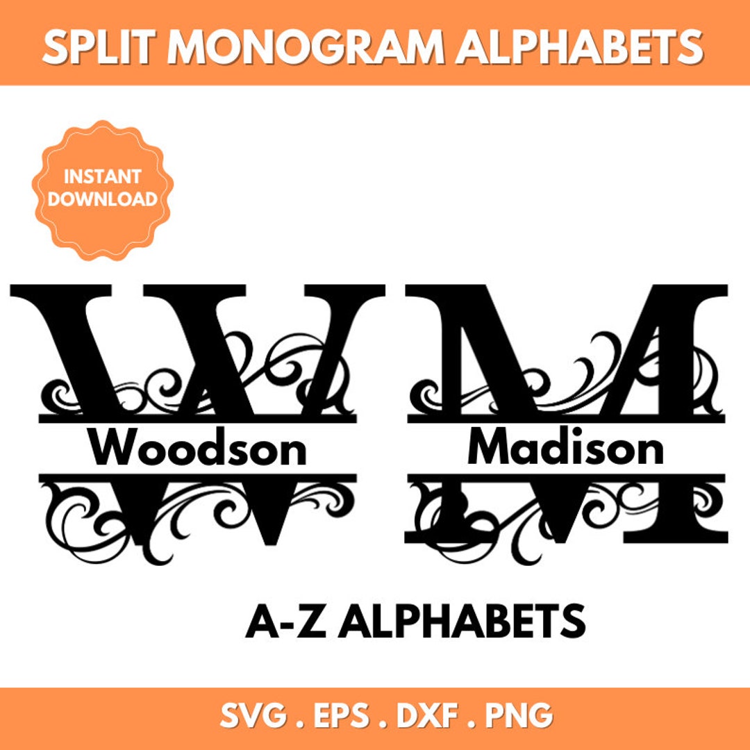 Split Monogram Svg, Split Letter Svg. Alphabet Svg Files for Cricut ...