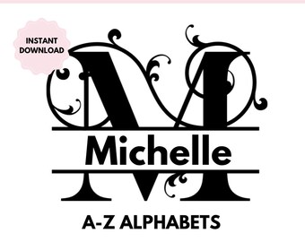 Split Monogram Alphabet SVG, DXF, PNG, Split Monogram Frame Alphabet ...